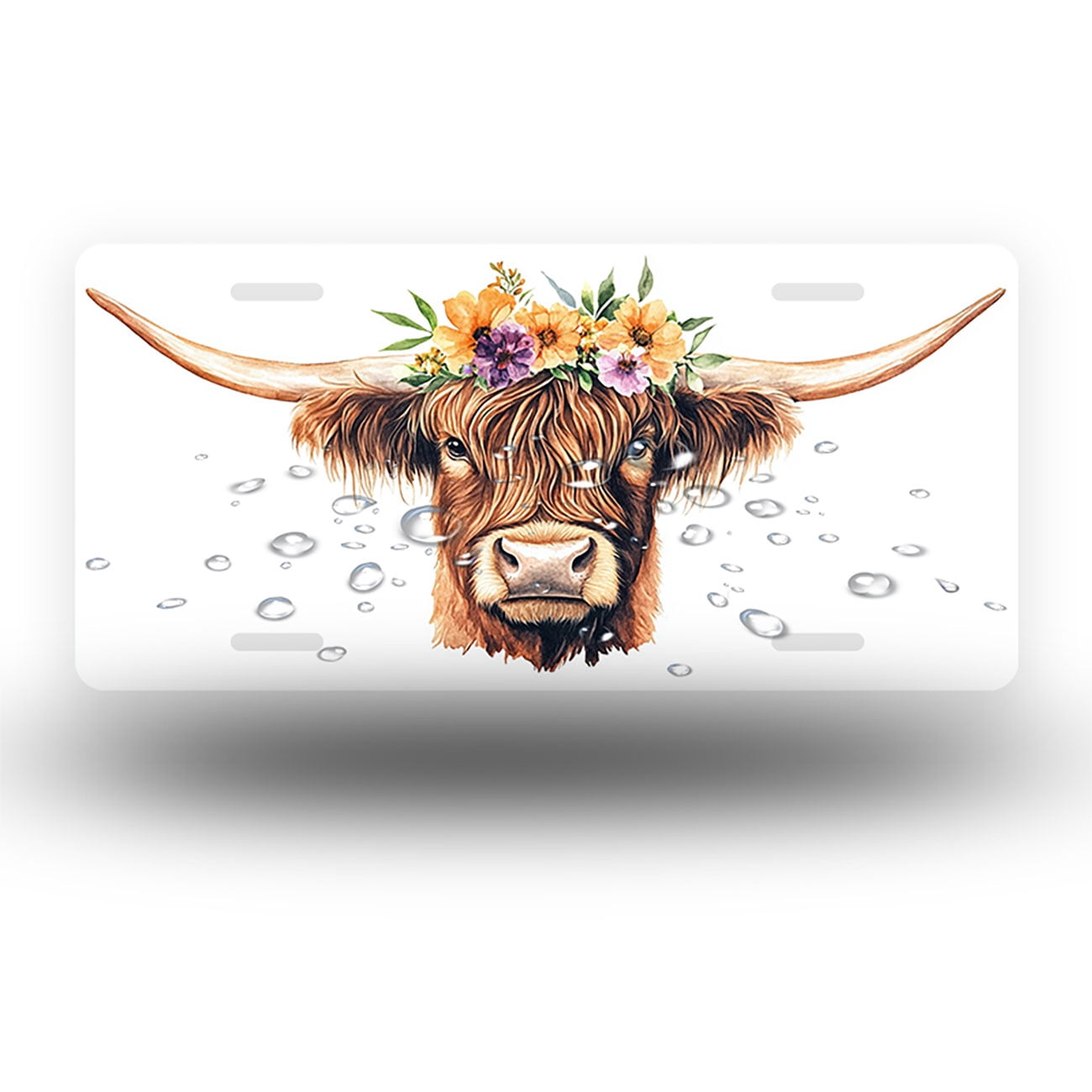 Cow with Floral Crown Front License Plate,Metal License Plate,Funny ...