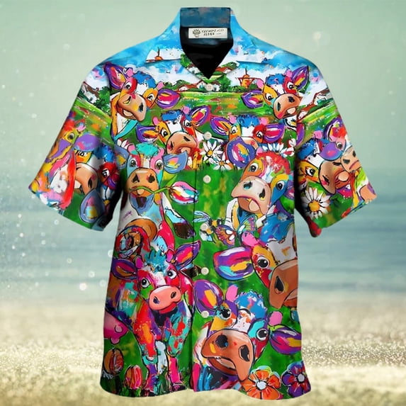 Cow Flower Funny In Farm Hawaiian Shirt – Trendy Aloha - Walmart.com