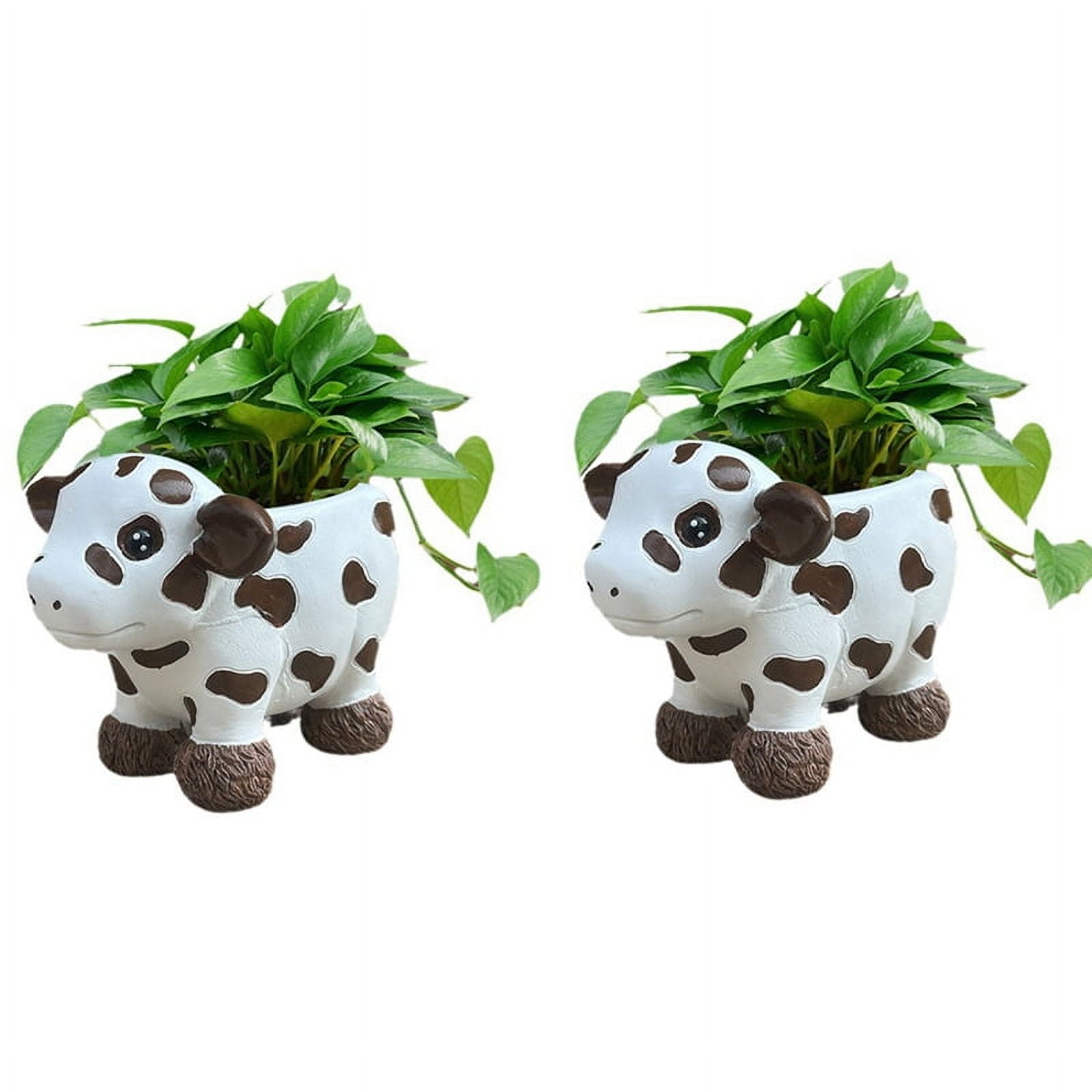 Cow Flower Pot Indoor Plant Spot Vase Desktop Resin Flower Pot Dining ...