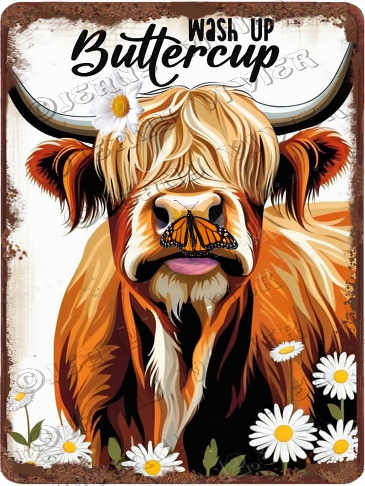 Cow With Funny Quote Why Hello Sweet Cheeks Have a Seat Aluminum Sign ...