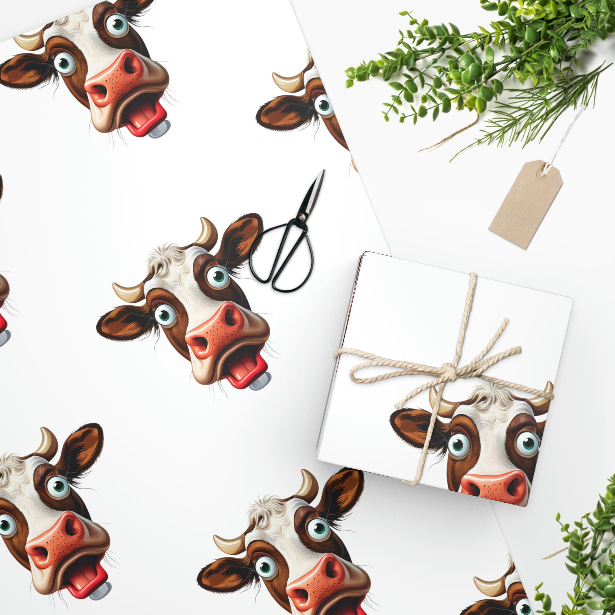 Cow Funny Wrapping Paper I Christmas gift wrap highland cow print ...