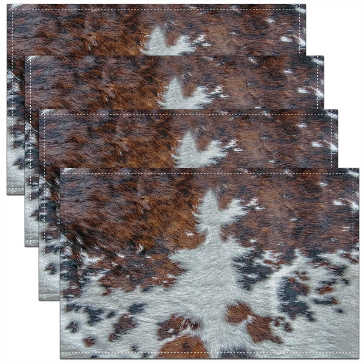 Cow Fur Indoor Outdoor Kitchen Dinner Party Decor Table Mats Kids ...