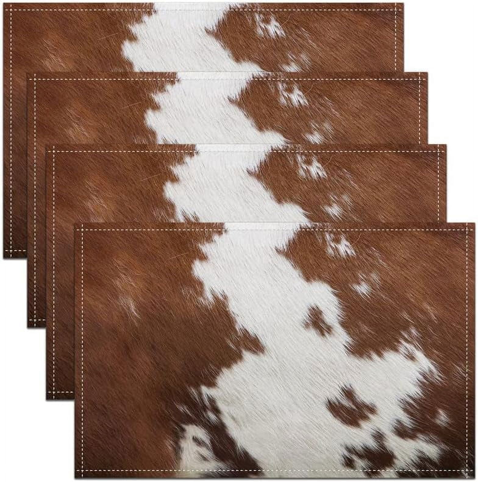 Cow Fur Indoor Outdoor Kitchen Dinner Party Decor Table Mats Kids Cute ...