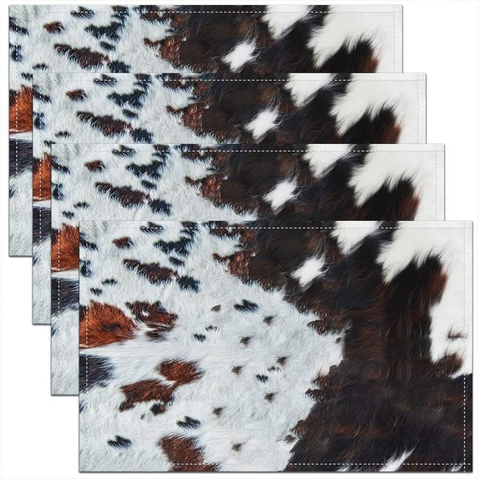 Cow Fur Kitchen Party Decor Table Mats Cowhide Table Place Mats Set of ...