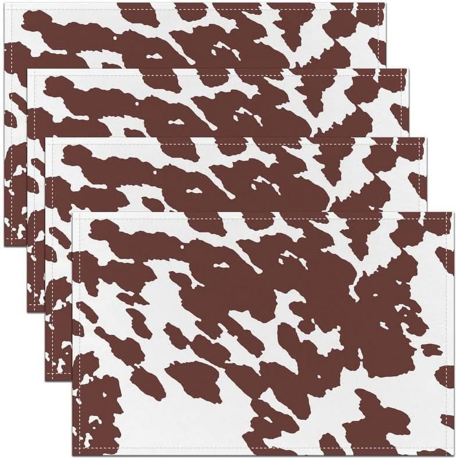 Cow Fur Placemats Set of 4 Dining Table Kids Cowhide Indoor Outdoor ...