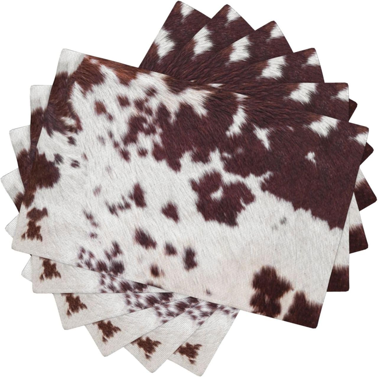 Cow Fur Table Place Mats Set,Farmhouse Animals Kitchen Party Decor ...