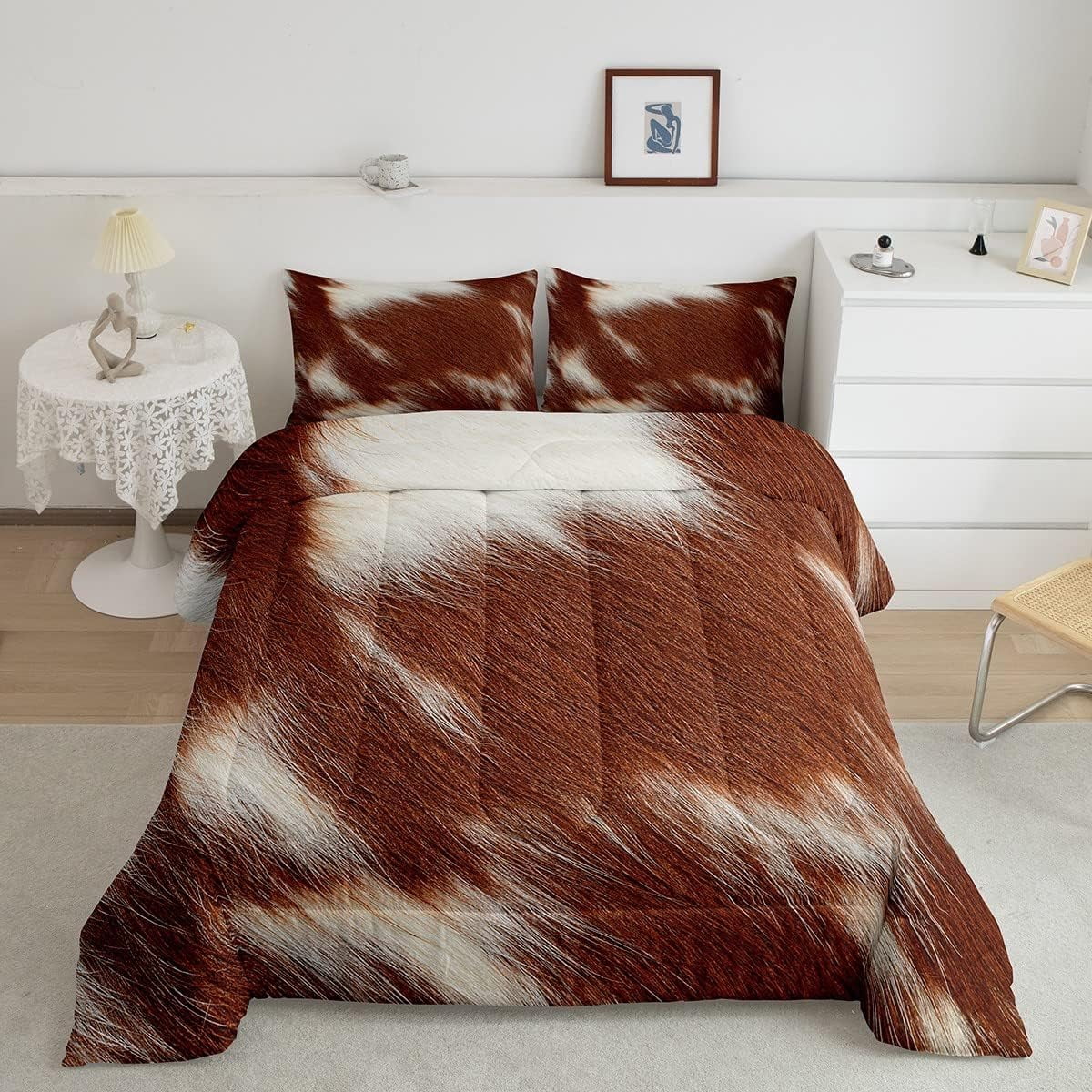 Cow Fur Cow pinrt Sunflowers Kids Comforter Set Boys Girls Adults Decor ...