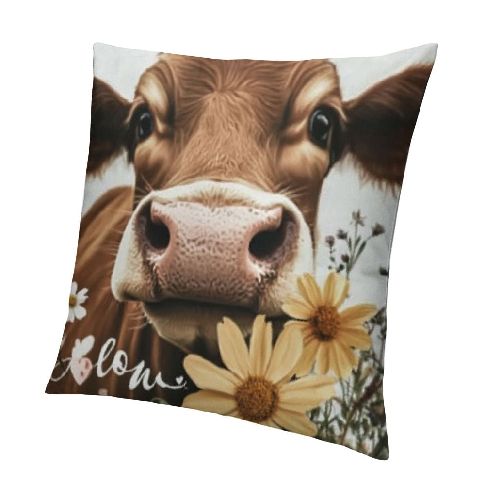 Cow Gifts for Cow Lovers Women Girls, Floral Cow Pillow Covers, Cow ...