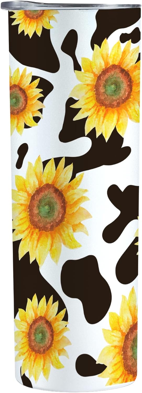 Cow Gifts for Women, Seamless Cow Print Design, Cow Cup, Sunflowers ...