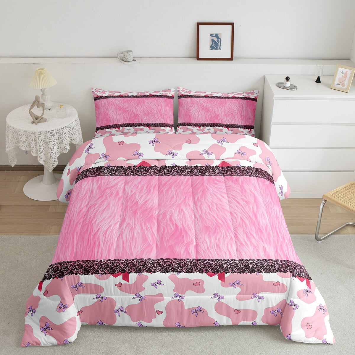 Cow Twin Bed Comforter Set Cowhide Print Kawaii Cow Pattern Bedding ...