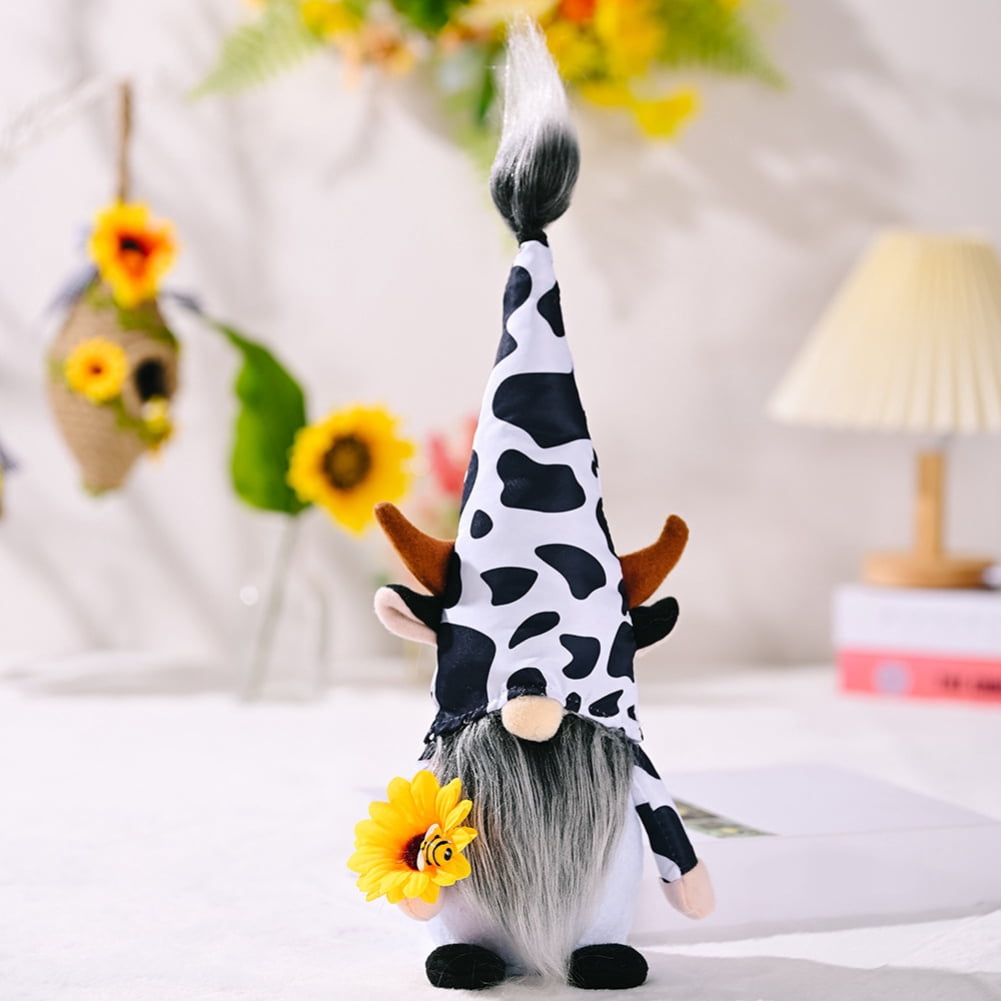 Cow Gnome Plush Decorations, Black and White Pattern Cattle Doll ...