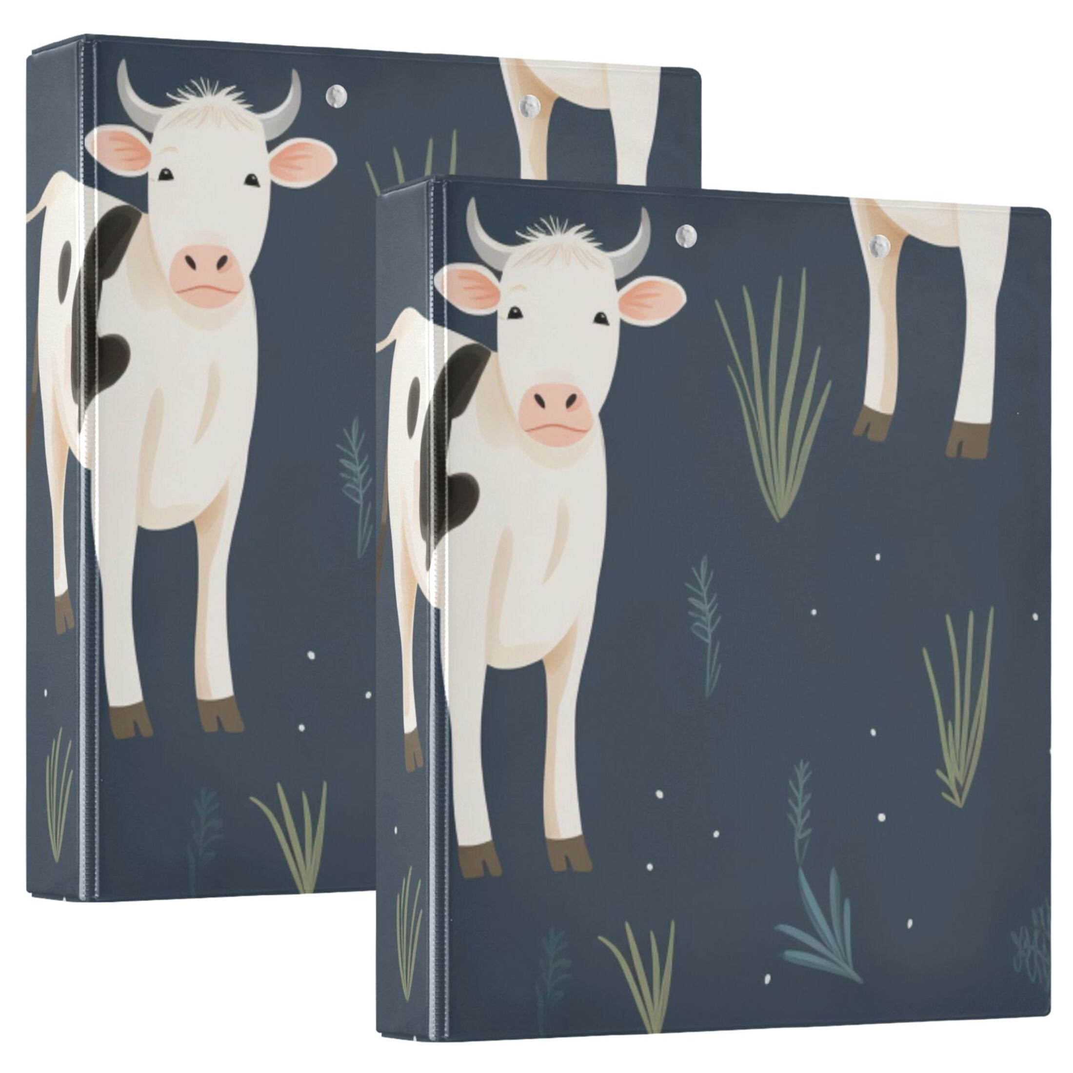 Cow Grass 3 Ring Binders 1.5 inch Hardcover File Folders with Interior ...