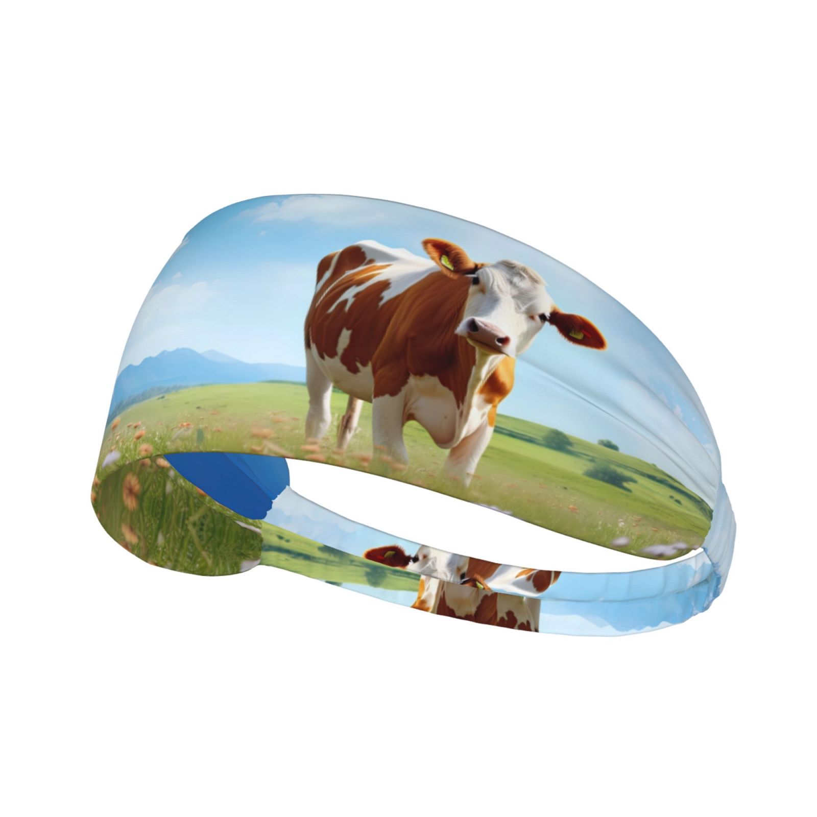 Cow Grazing Nature Headbands for Women Men, Workout Elastic Sweat Band ...