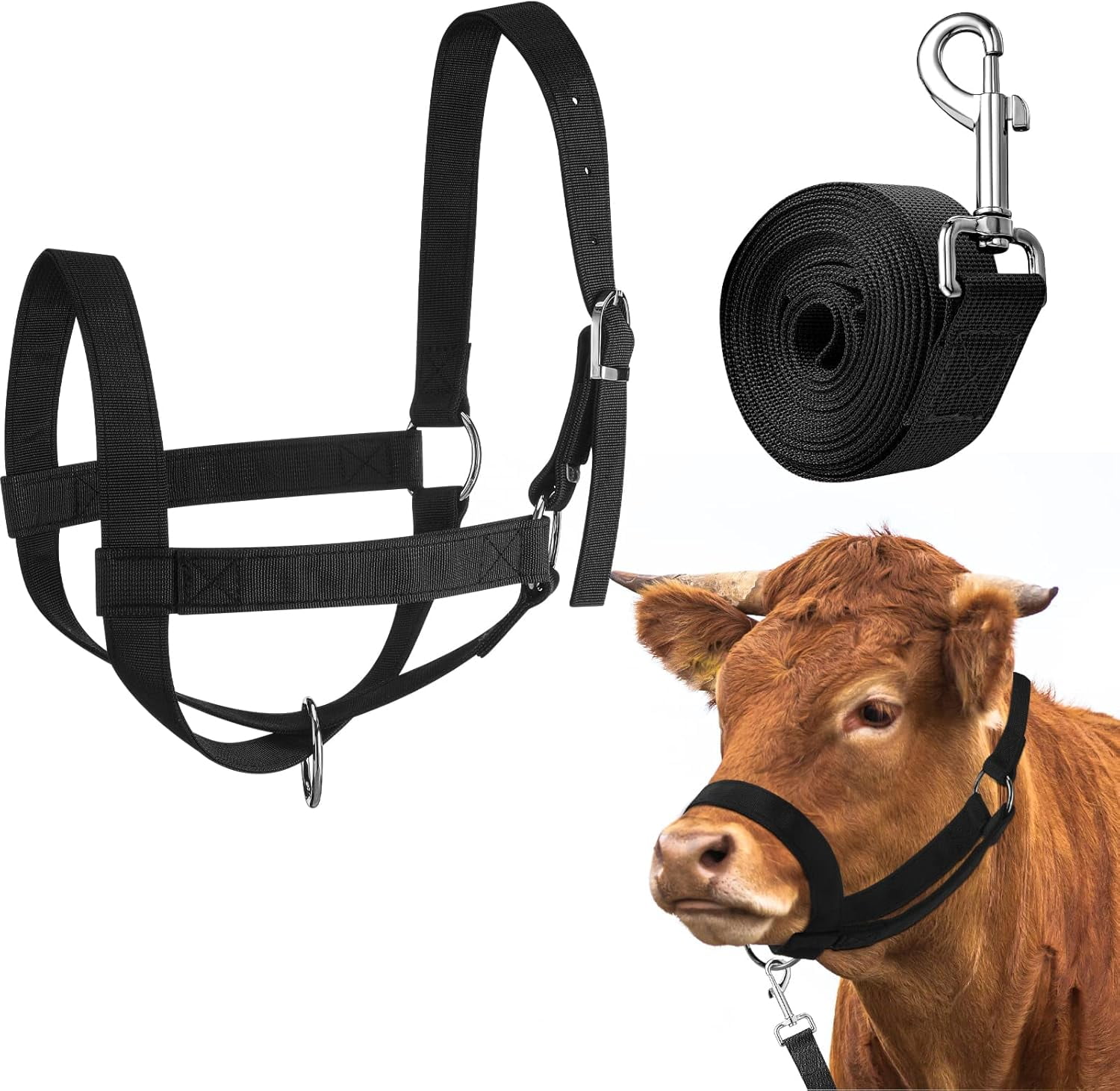 Cow Halter Cattle Halters Adjustable Calf Halter with Leading Rope for ...