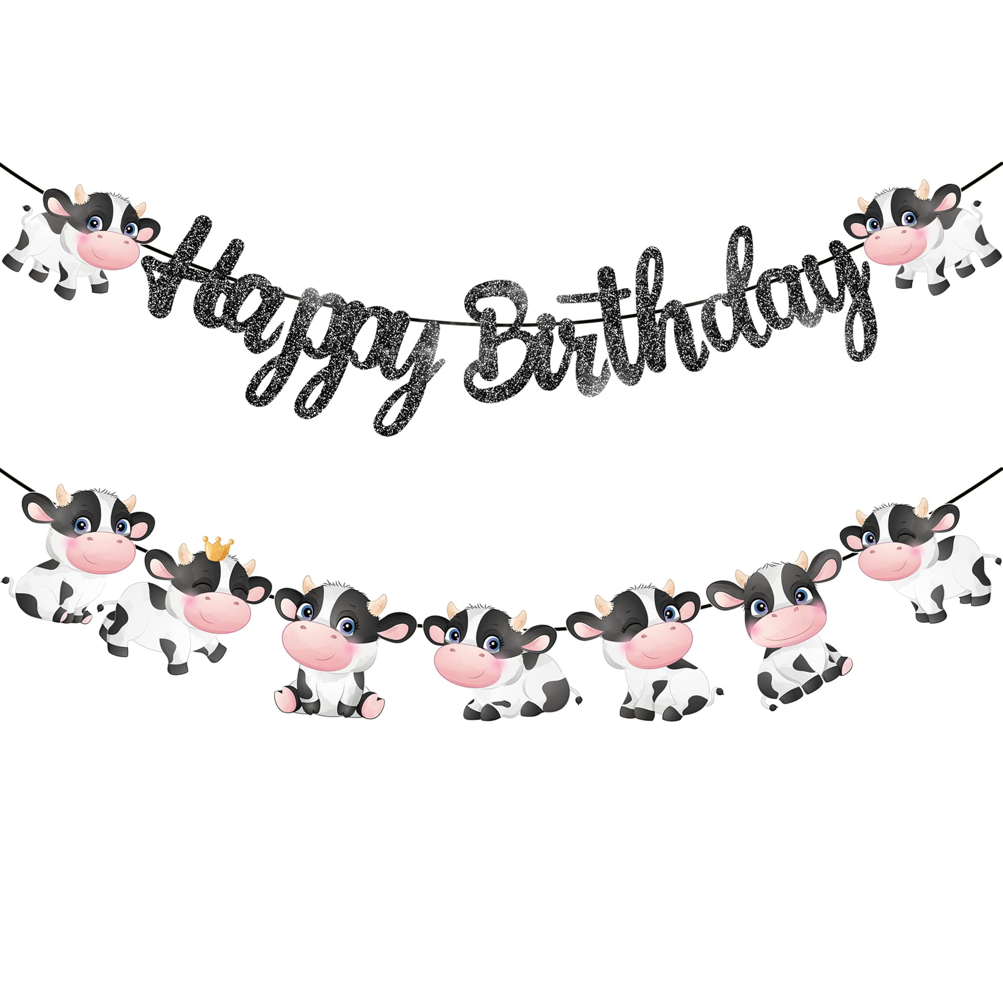 Cow Happy Banner SSF20 Decorations Cow Print Party Supplies Black ...