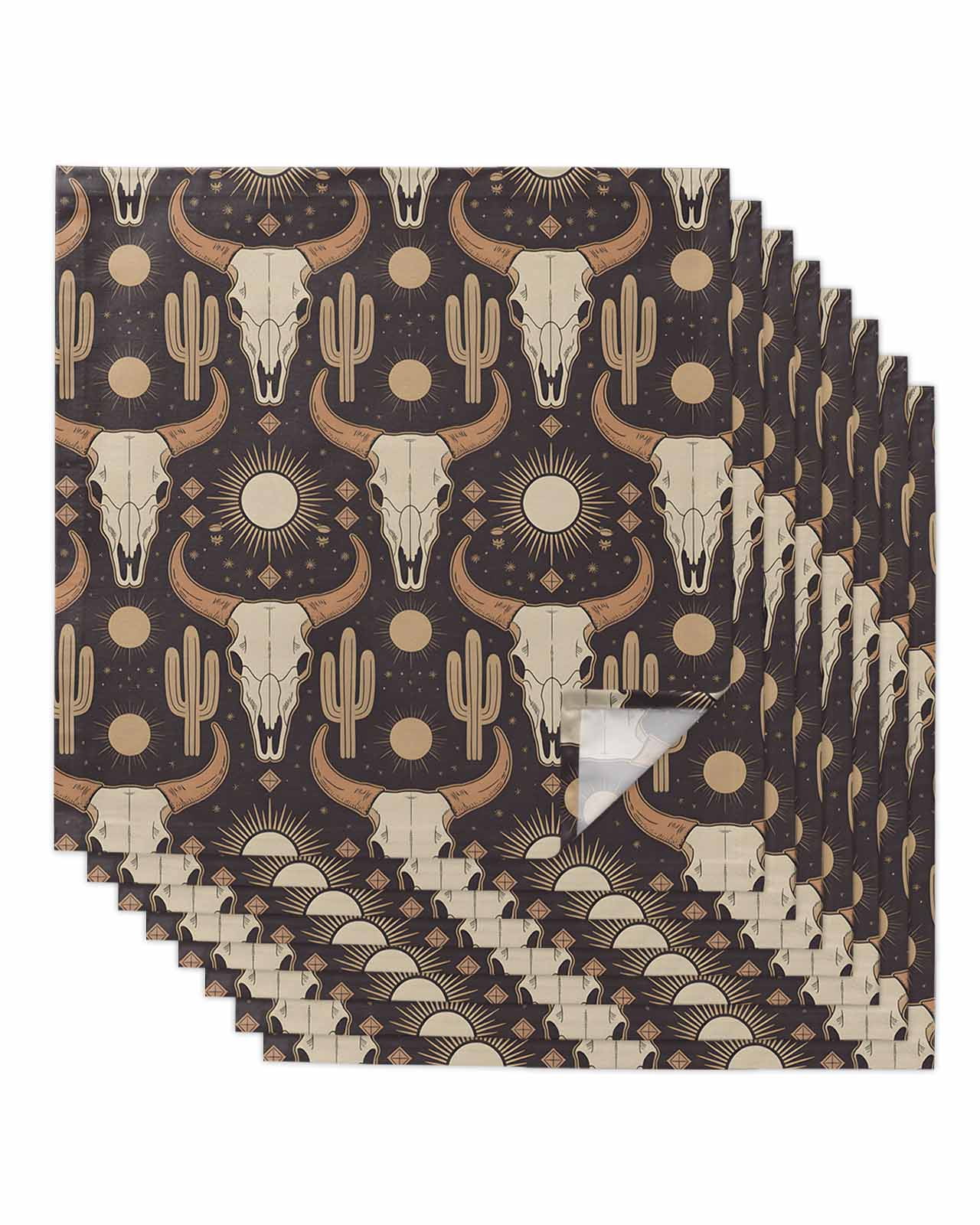 Cow Head Cactus Cloth Napkins Set of 8 Reusable Dinner Napkins ...