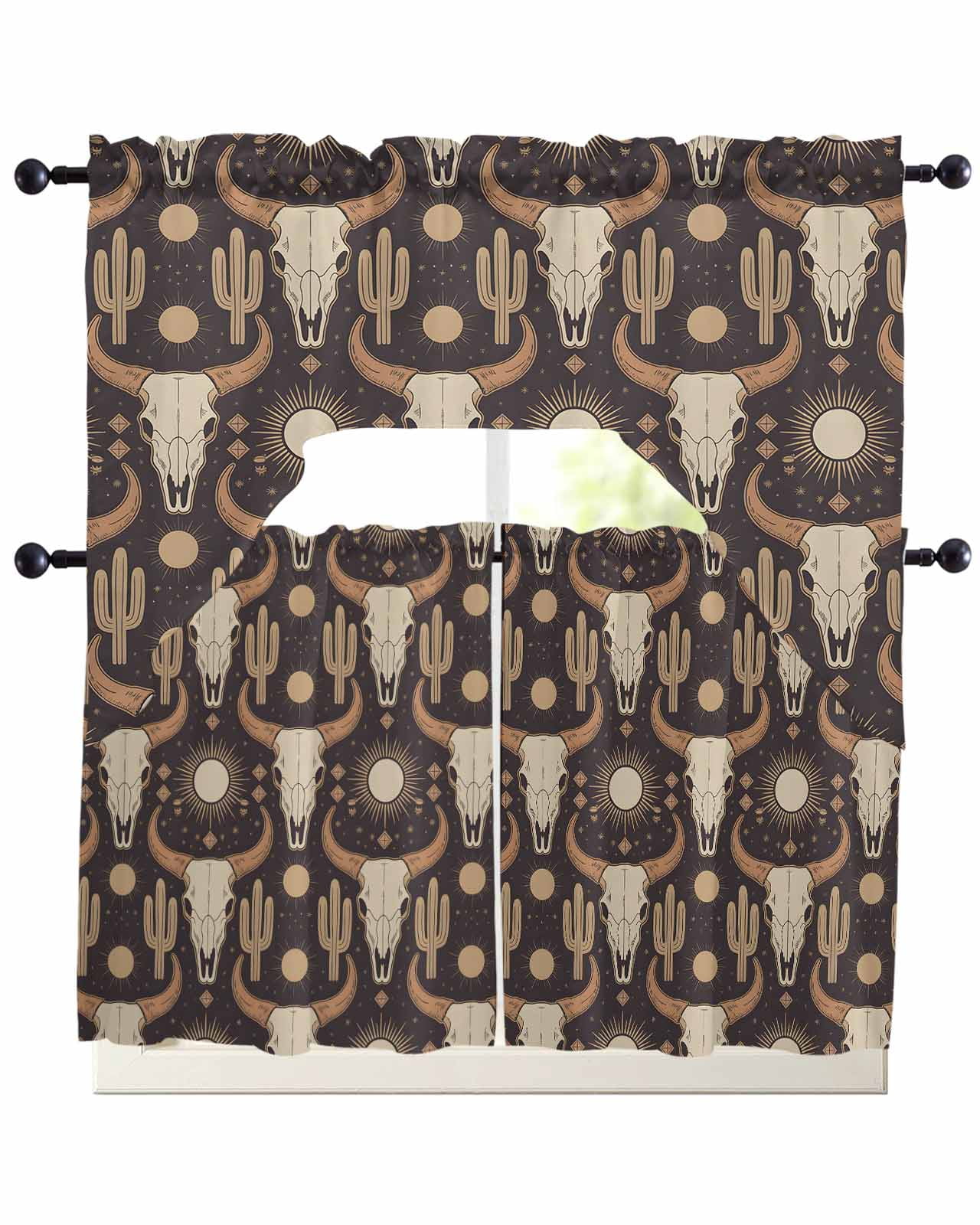 Cow Head Cactus Swag Curtains for Living Room/Bedroom Windows ...