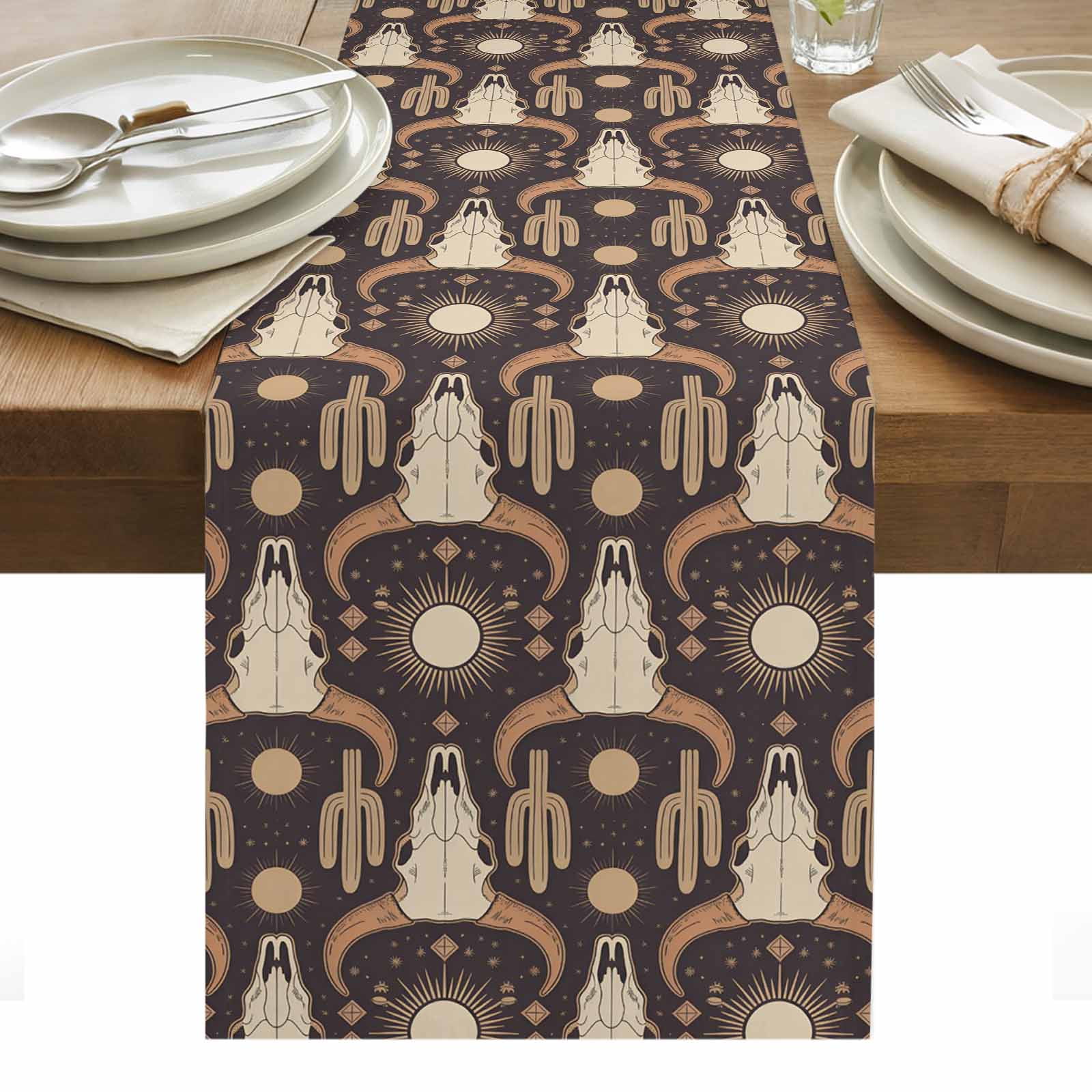 Cow Head Cactus Table Runner - 70 Inch Long, Kitchen Dining Table ...
