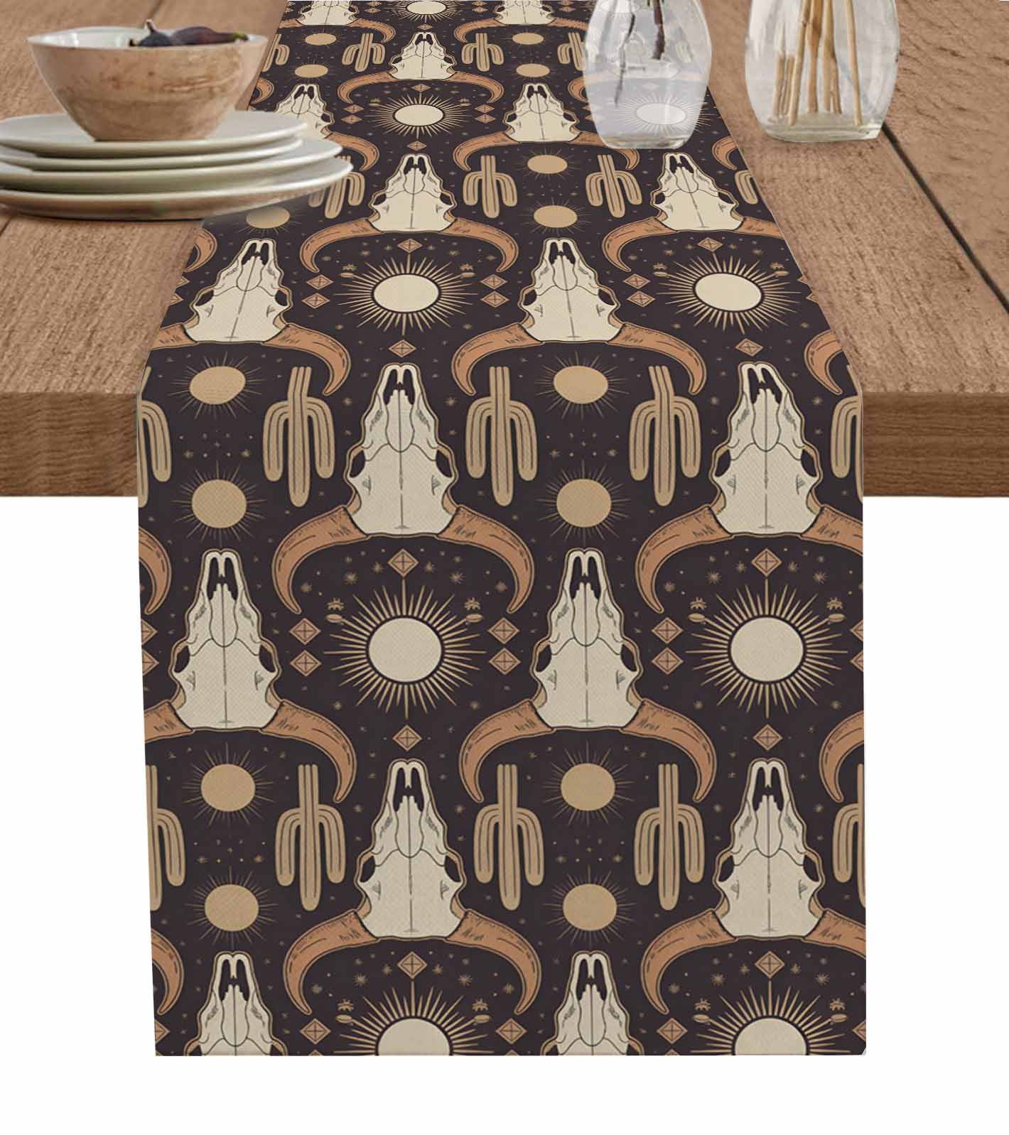 Cow Head Cactus Table Runner 72 Inches, Farmhouse Vintage Western ...