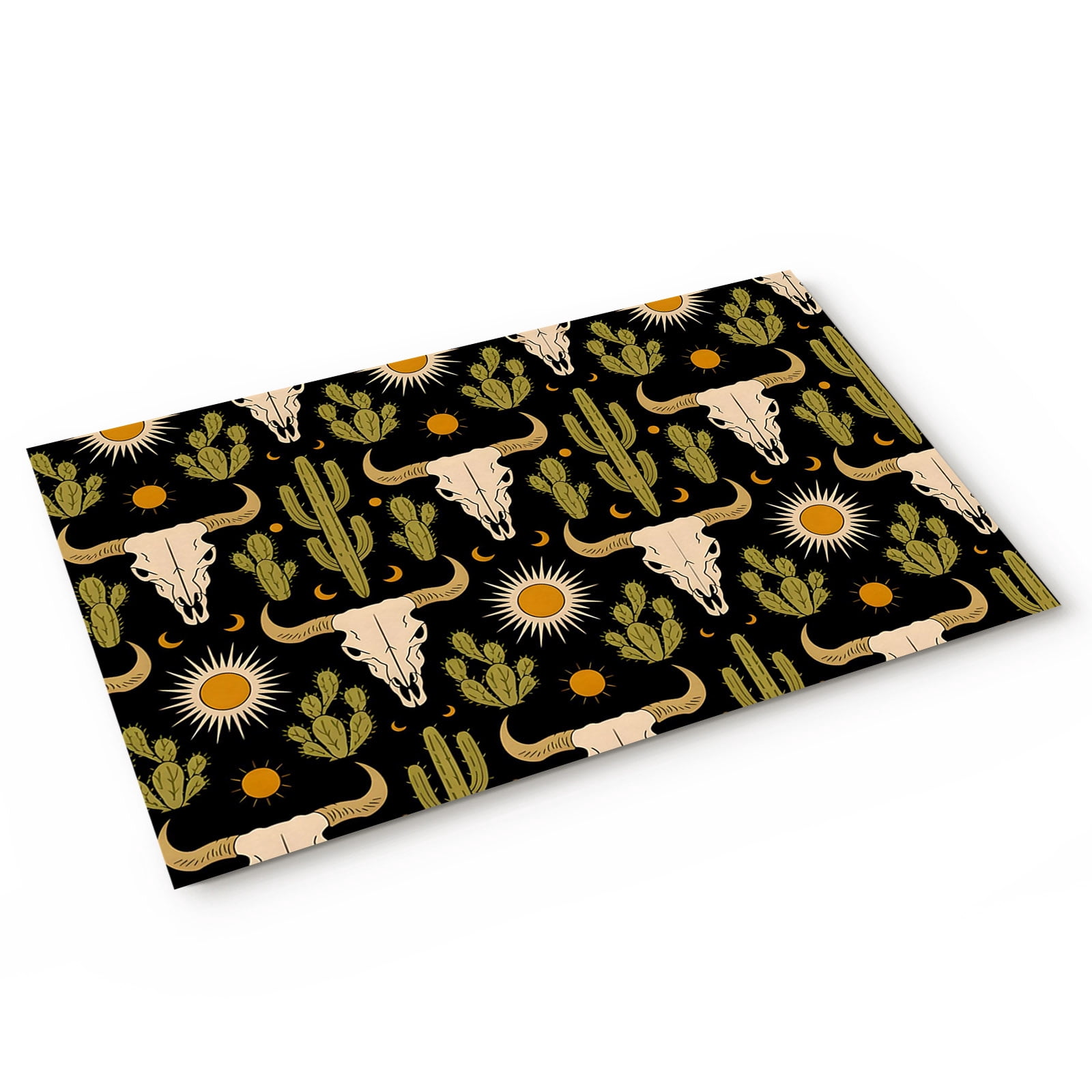 Cow Head Door Mat Cactus Sun Moon Non Slip Absorbent Entrance Mat ...