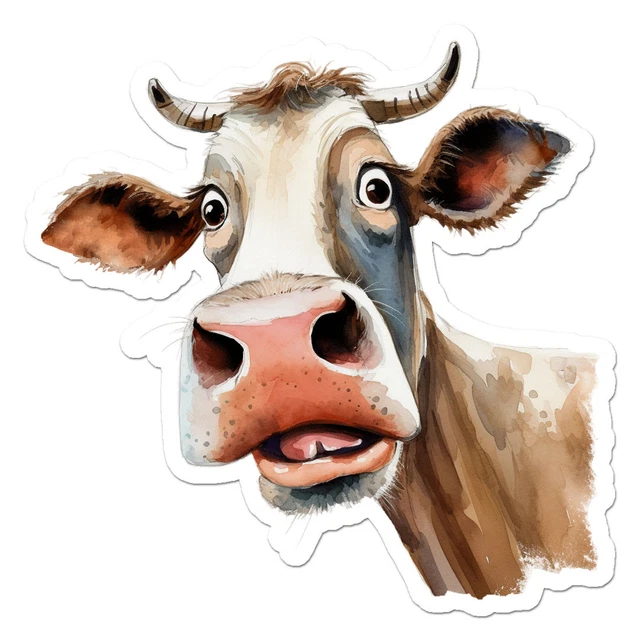 Cow Head Sticker Phone Decal Water Bottle Stickers Car Decals, Laptop ...