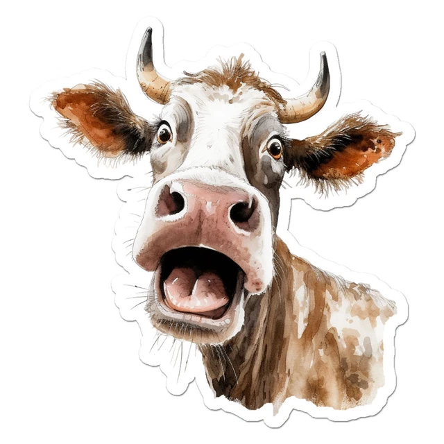 Cow Head Sticker Phone Decal Water Bottle Stickers Car Decals, Laptop ...