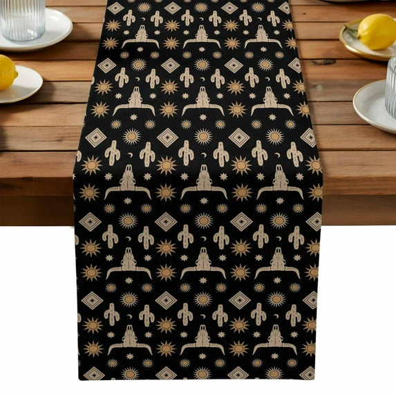 Cow Head Table Runner, Cactus Sun Moon Kitchen Table Runners Dress ...