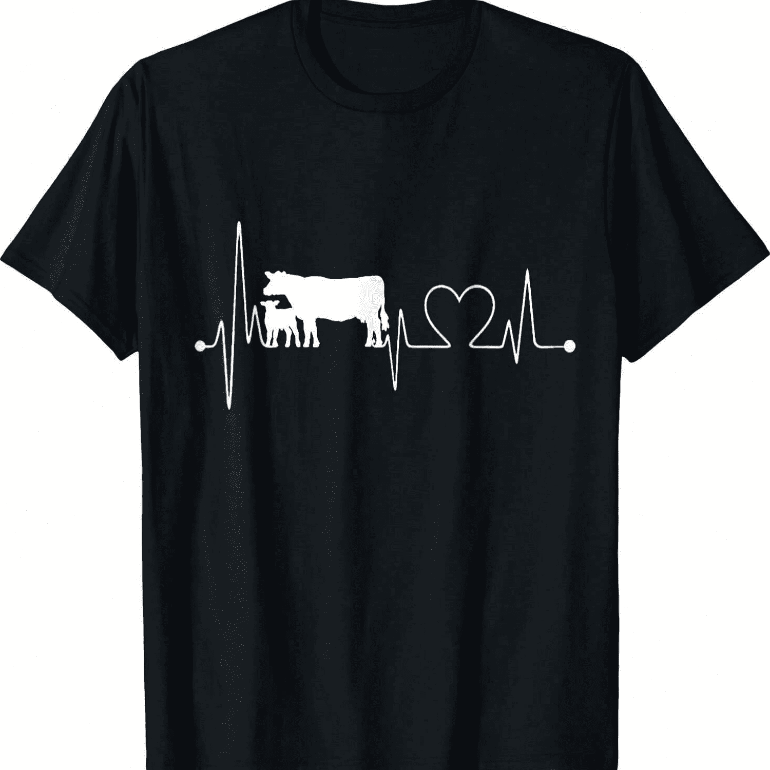 Cow Heartbeat Funny I Love My Cow Vae EKG T-Shirt.png - Walmart.com