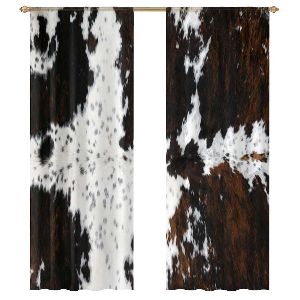 Cow Hide Sheer Voile Curtain Window Tulle Curtains For Living Room ...