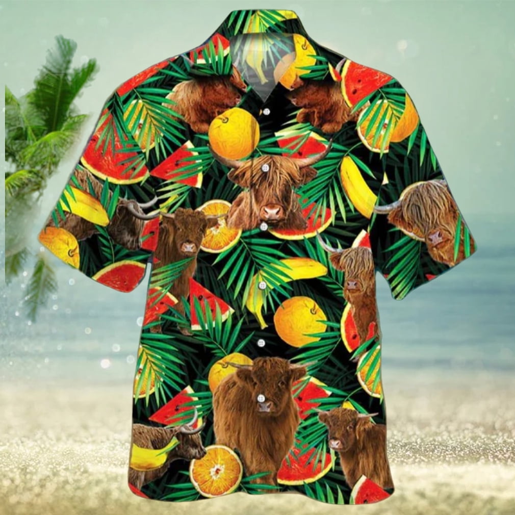 Cow Highland Cattle Tropical Fruits Hawaiian Shirt Aloha Shirt For Cow ...