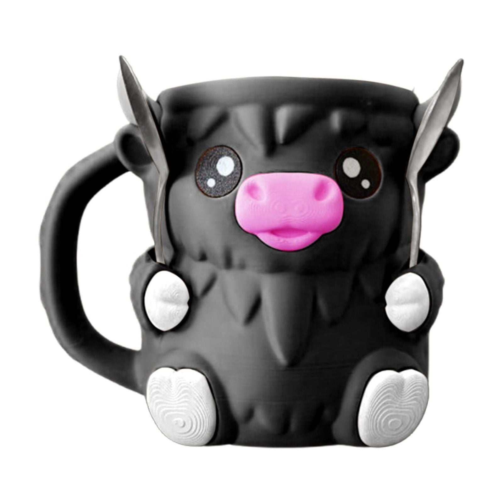 Cow Ice Cup Holder With Spoon Dessert Bowl Stand Cute Animal Design For ...
