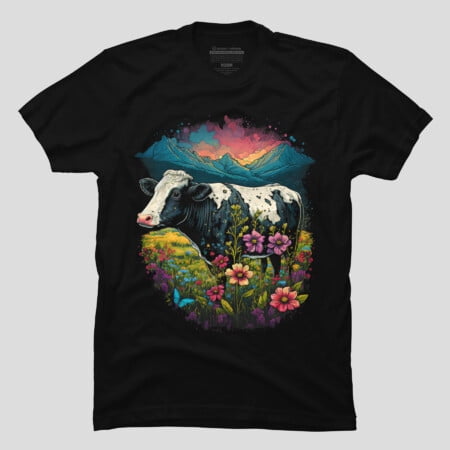 Cow In Flower Field Aesthetic Farm Animal T-shirt M2982657, Up to Size ...