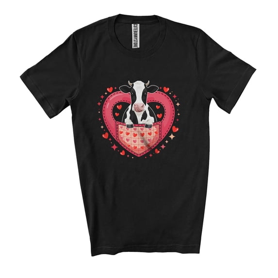 Cow In Heart Pocket; Adorable Valentine's Day Hearts Farmer Farm Animal ...