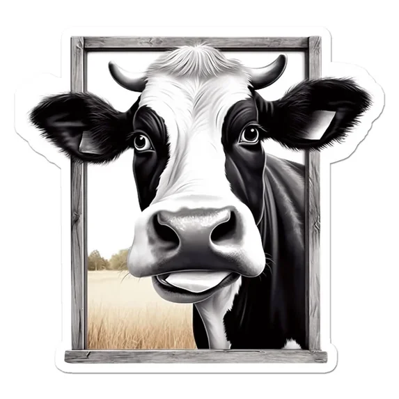 Cow In Window Sticker Phone Decal Water Bottle Stickers Car Decals ...