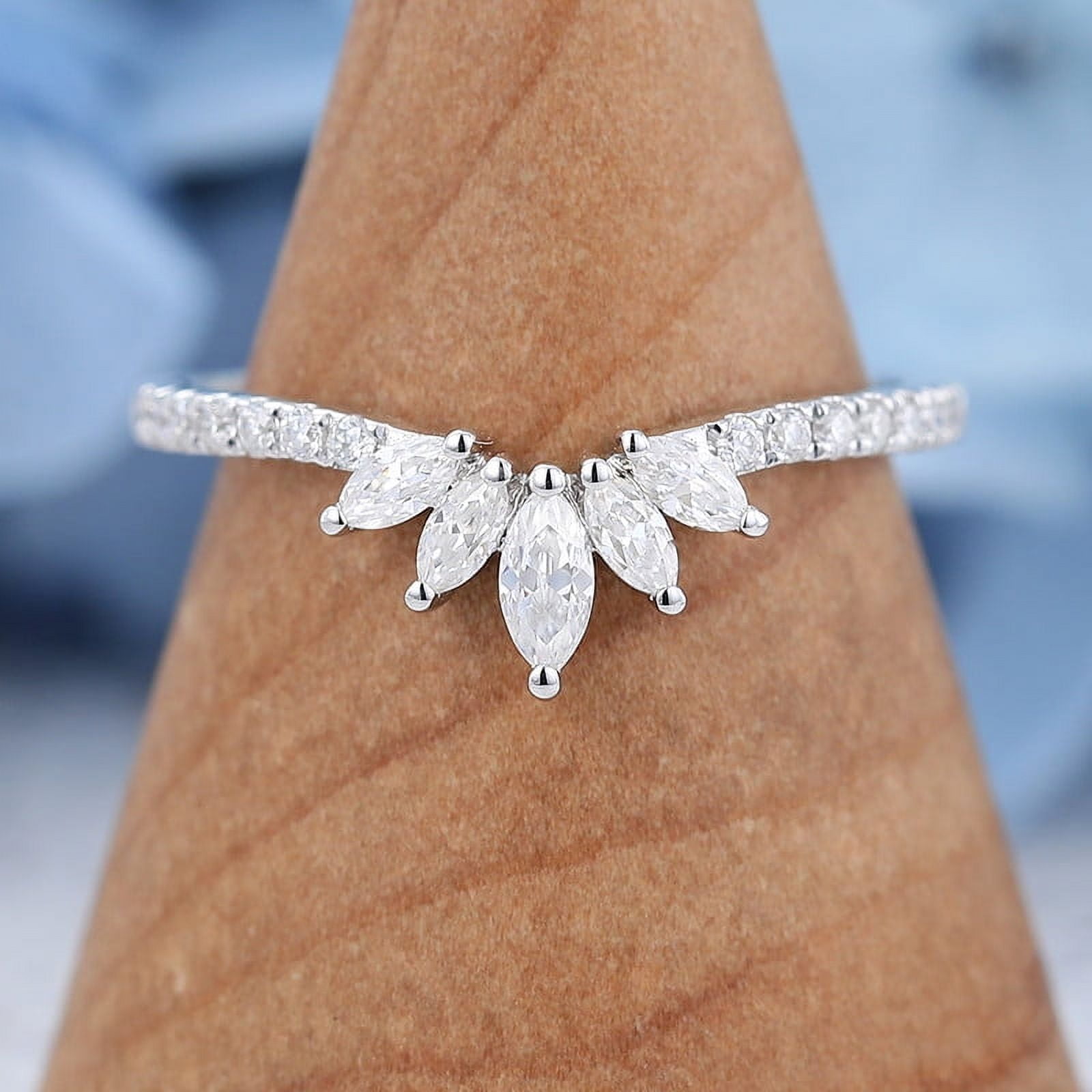 Cow Jewel 1.65 Ct Marquise Cut White Diamond Wedding Ring – 14K White ...