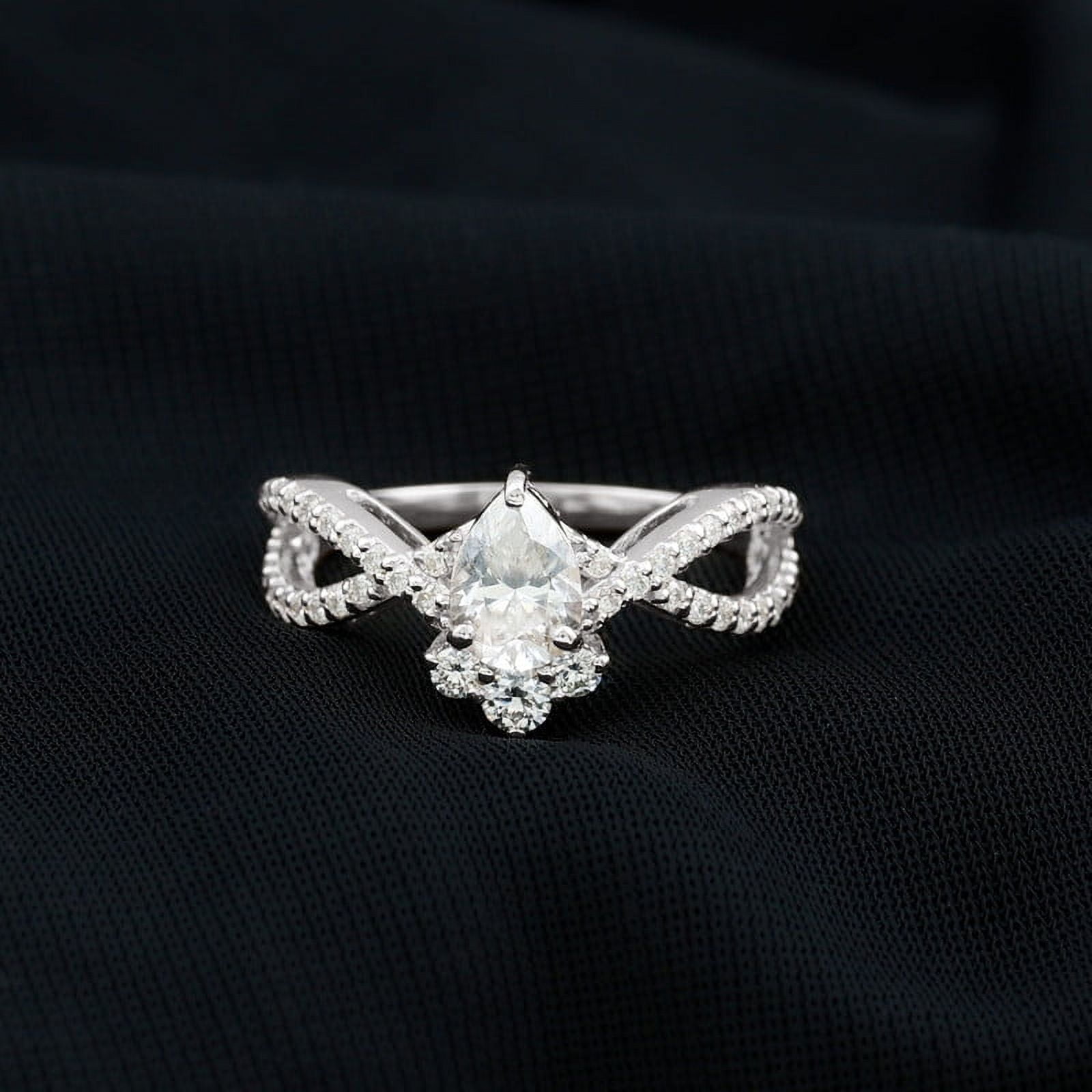 Cow Jewel 1.7 Ct Pear Cut Diamond Engagement Ring - 14K White Gold ...