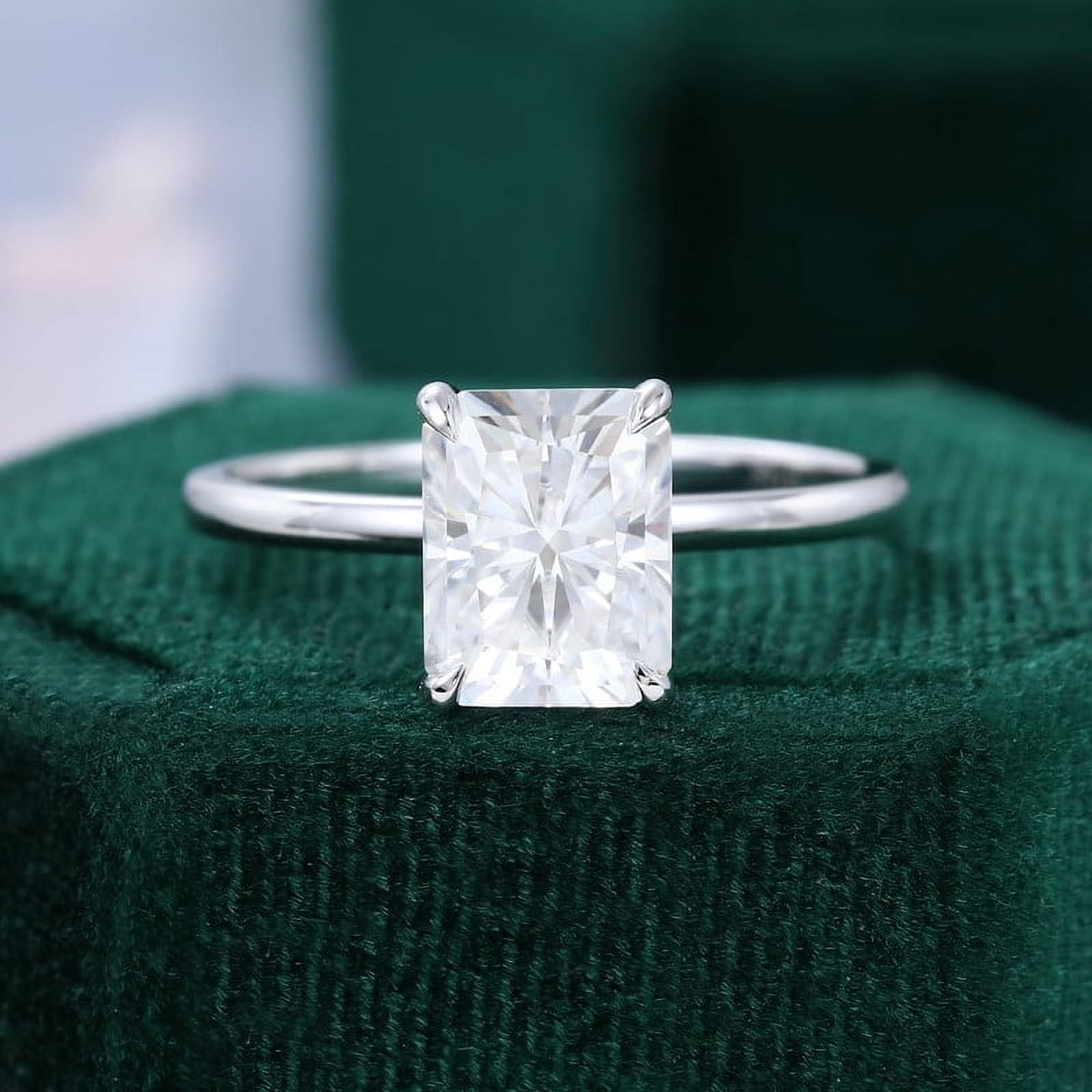 Cow Jewel 1.9 Ct Radiant Cut Excellent Diamond Ring - 14K White Gold ...