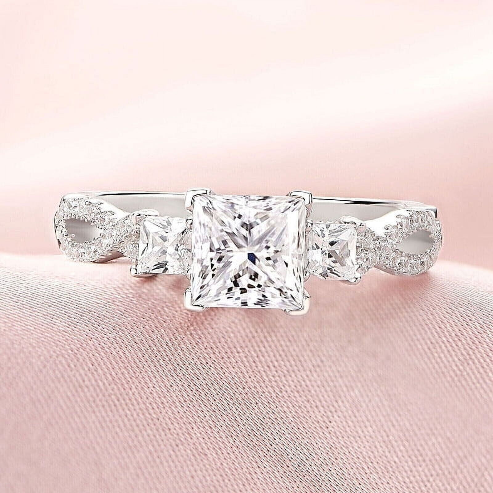 Cow Jewel 14K White Gold 1.7 Ct Princess Cut Diamond Ring - Classic ...