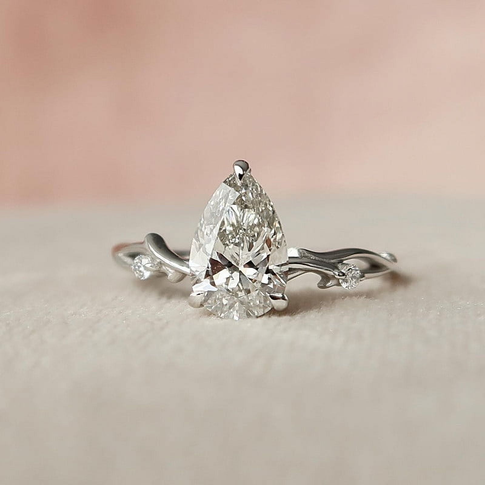 Cow Jewel 14K White Gold 1.9 Ct Pear Cut Diamond - Special Engagement ...