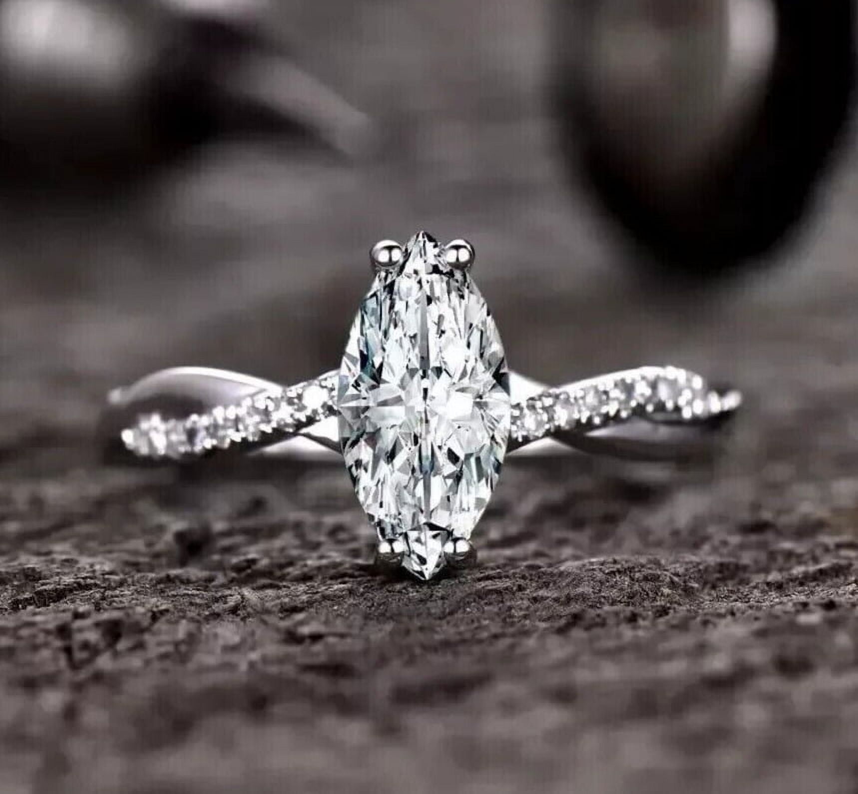 Cow Jewel 14K White Gold 2 Ct VVS1 Marquise Cut Diamond Ring - Infinity ...