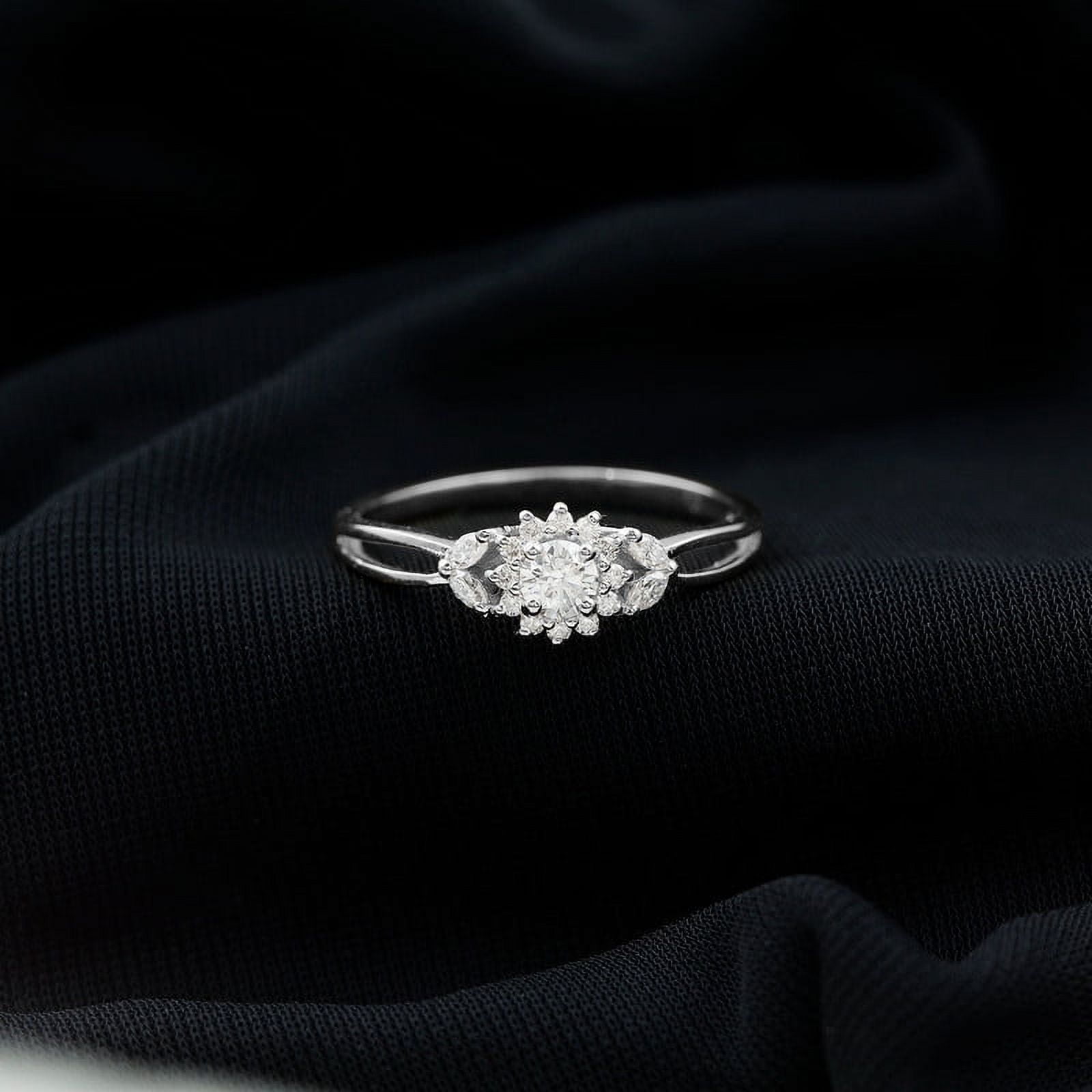 Cow Jewel 14K White Gold Lab Created 1.50 Ct Oval Round Diamond Ring ...