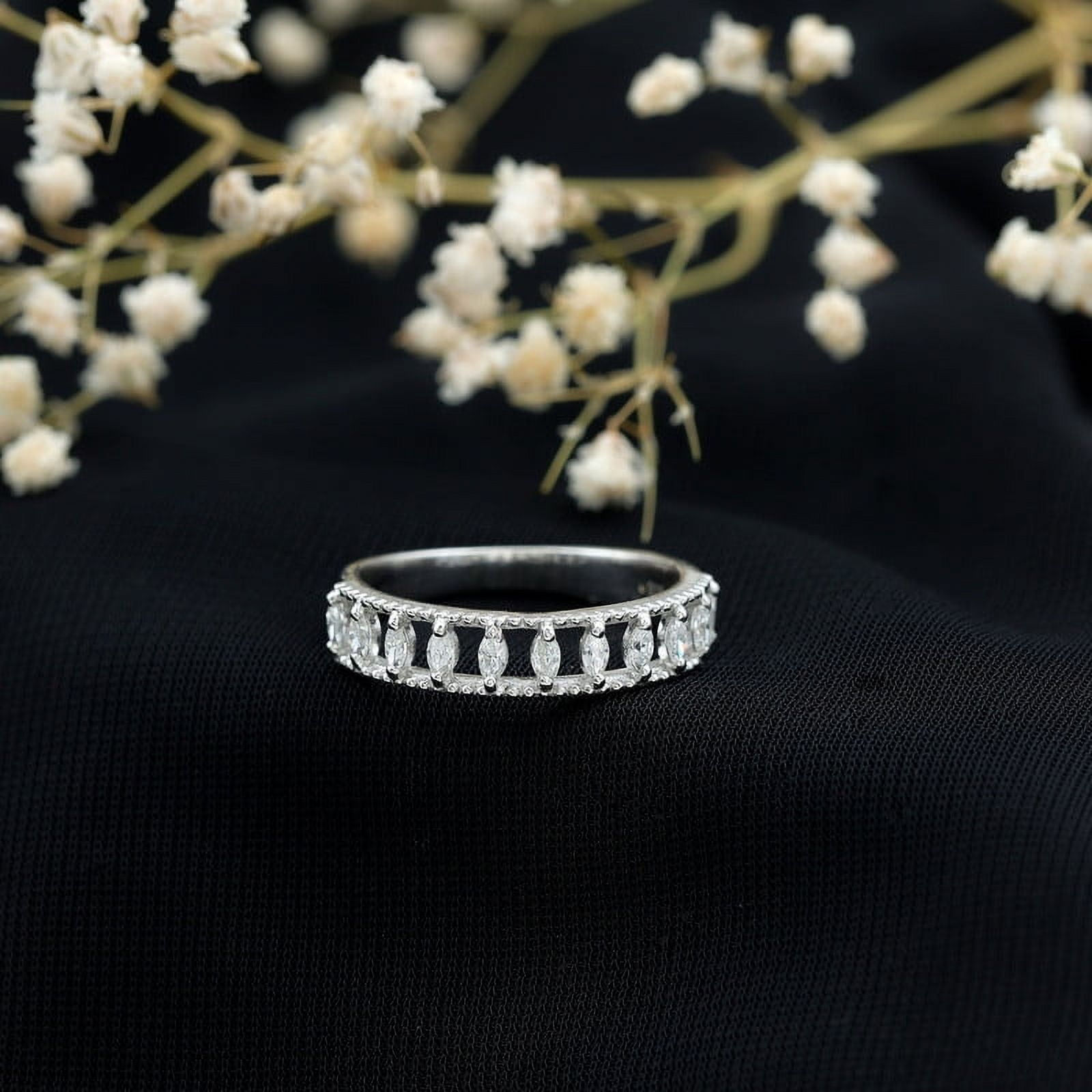 Cow Jewel 3 Ct VVS1 Marquise Cut Diamond Eternity Ring - 14K White Gold ...