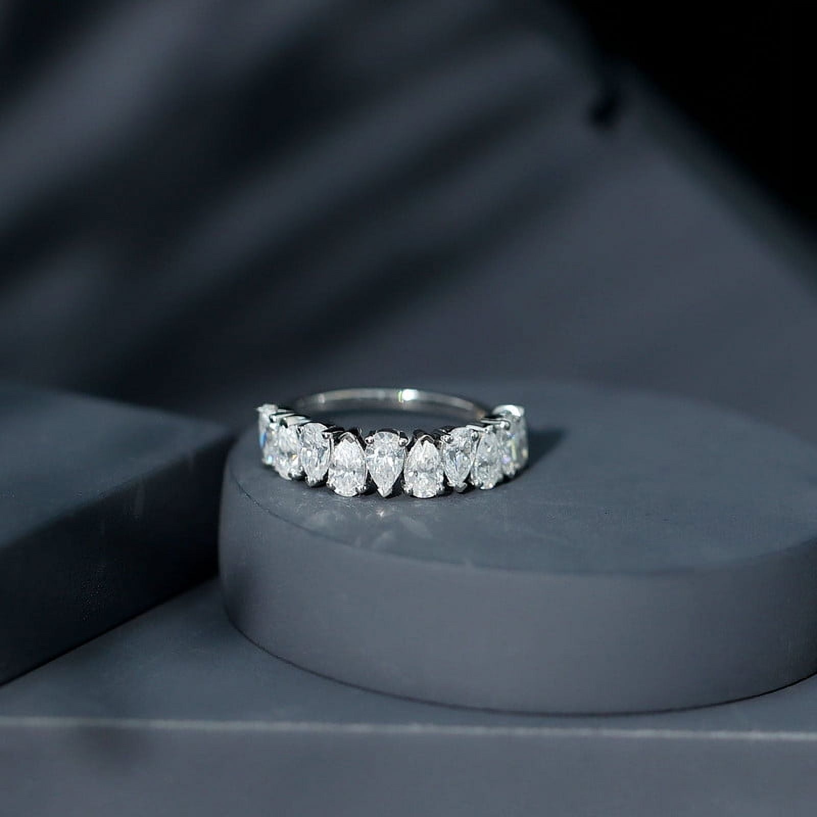 Cow Jewel Excellent 2.5 Ct Pear Cut Diamond Ring - 14K White Gold Half ...