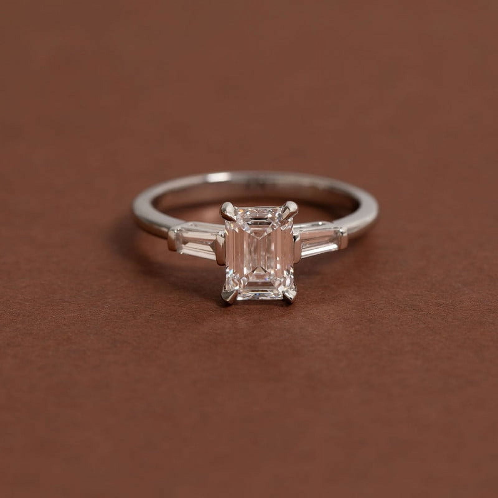 Cow Jewel Mid-Century 14K White Gold Wedding Ring - Emerald Cut 2 Ct ...