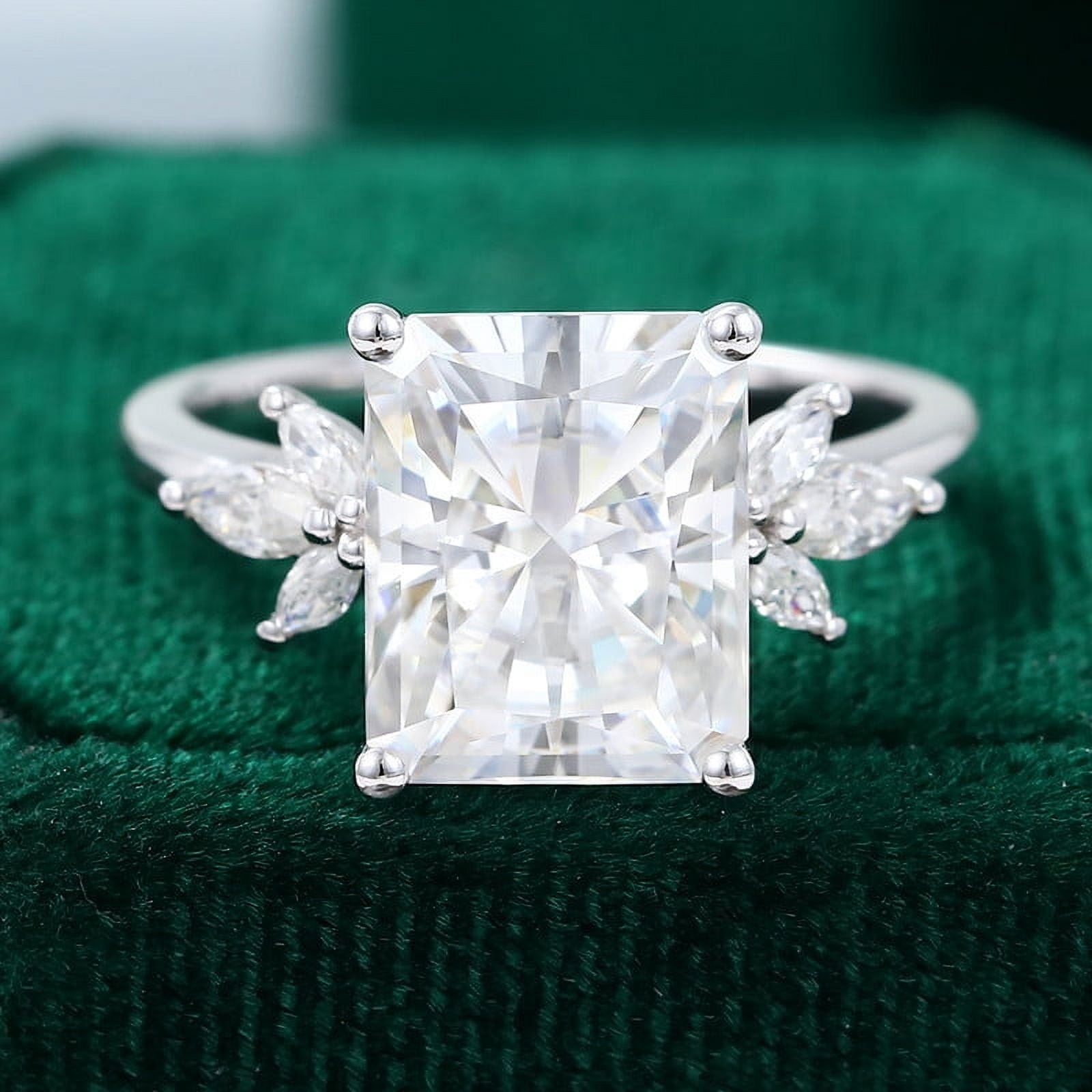 Cow Jewel Radiant Cut 2.3 Ct Excellent Diamond Ring - 14K White Gold ...