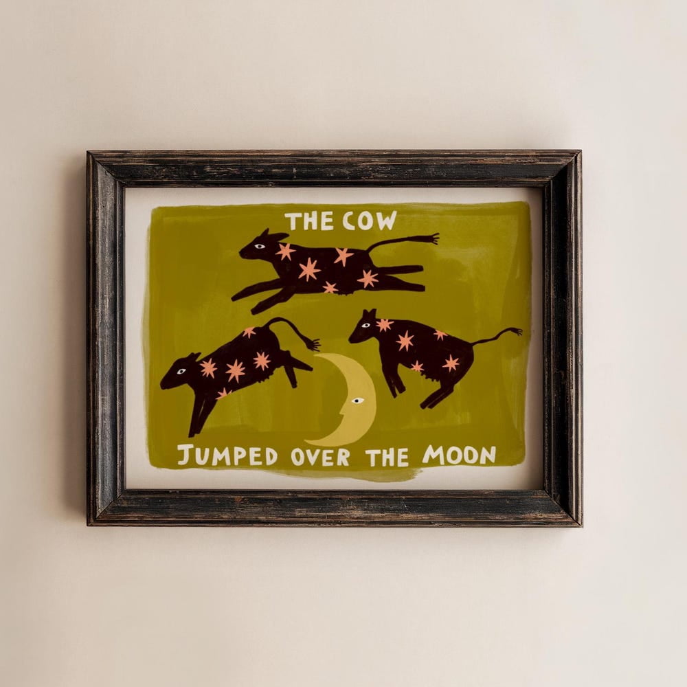 The Cow Jumped Over The Moon Print, Nursery Rhyme Print, Children'S ...