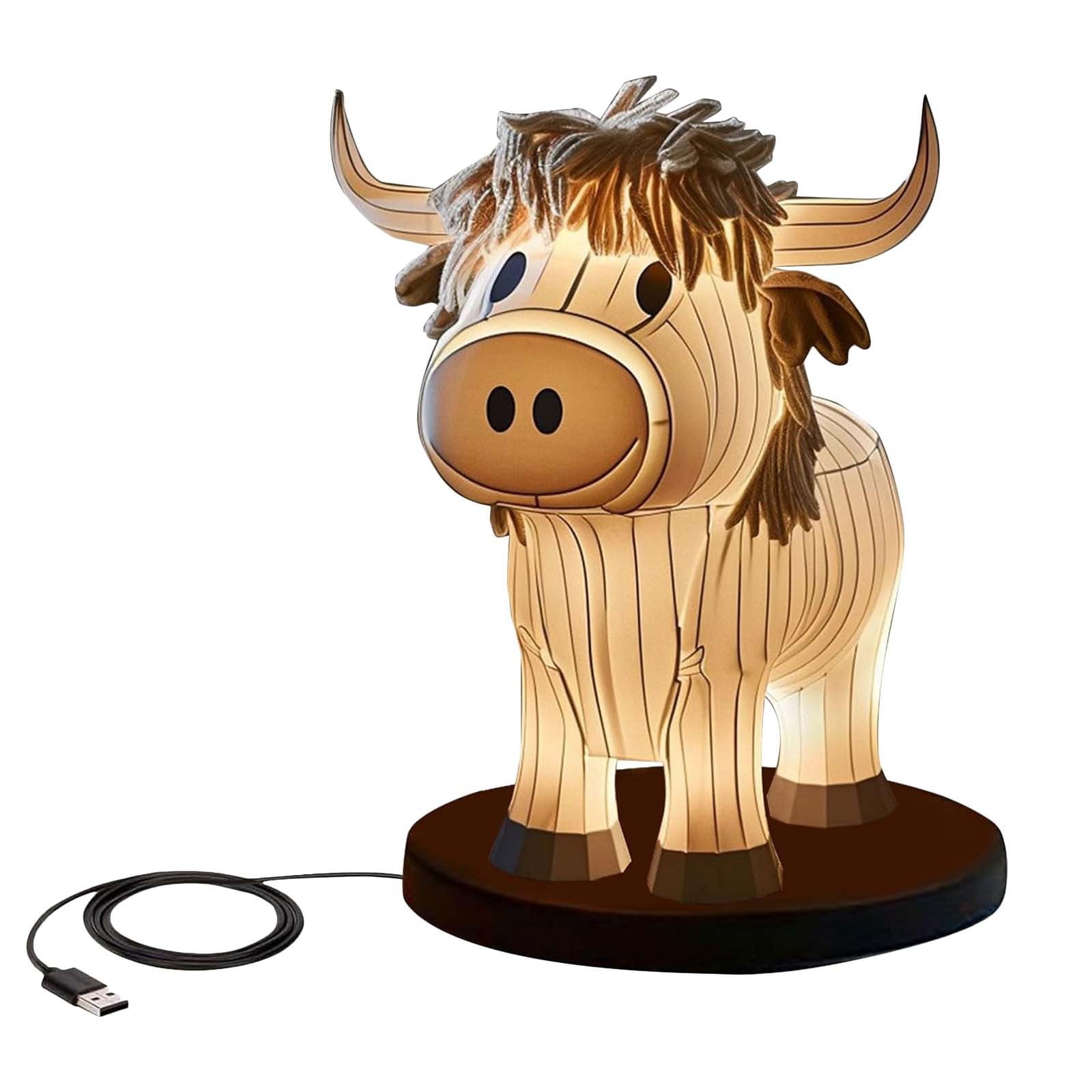 Cow Lamp - Highland Cow Resin Table Lamp, 3D Animal Night Light with ...