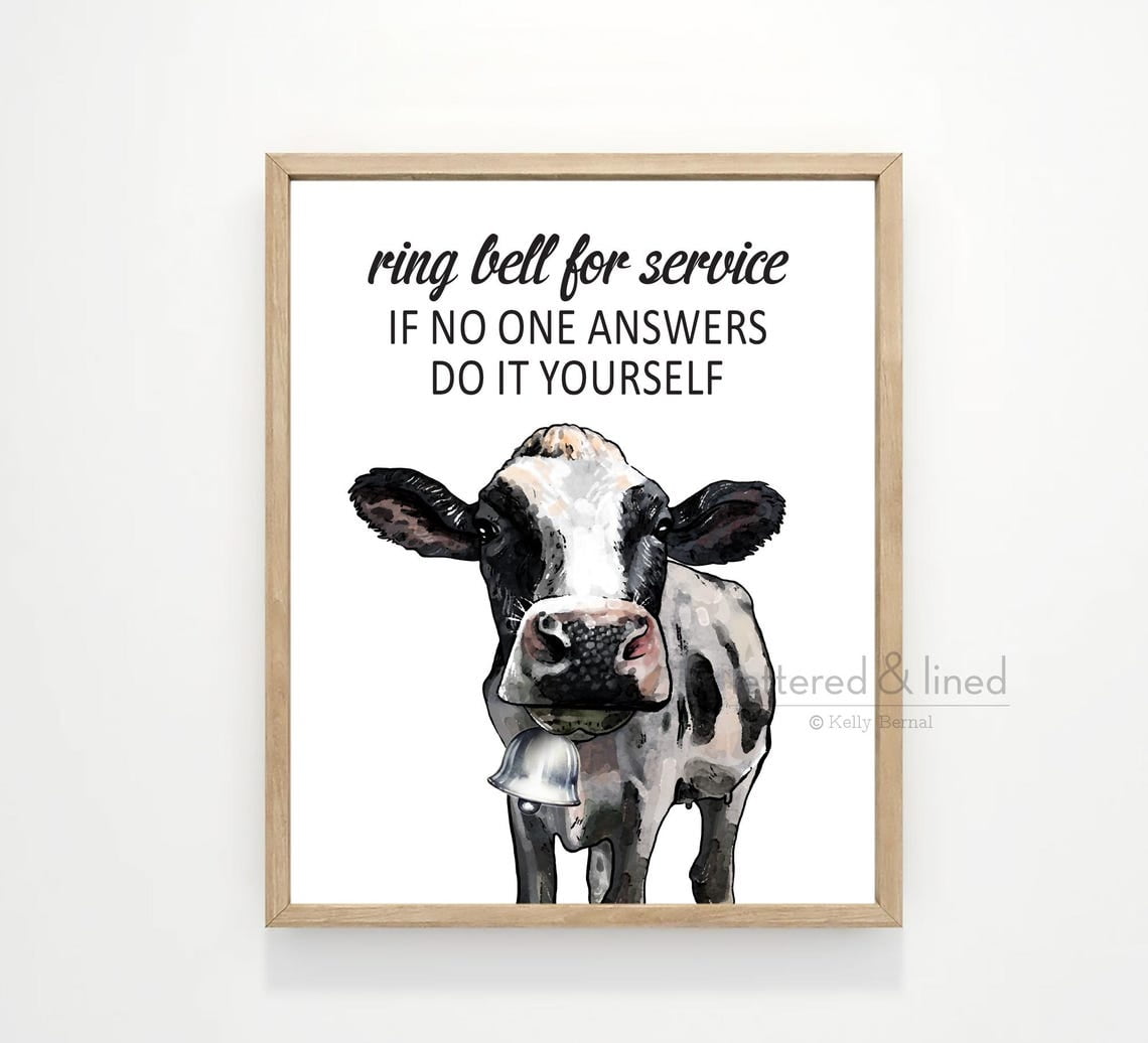 Cow Laundry Room Wall Art Farmhouse Animal Decor Home Decor, 16x24 ...