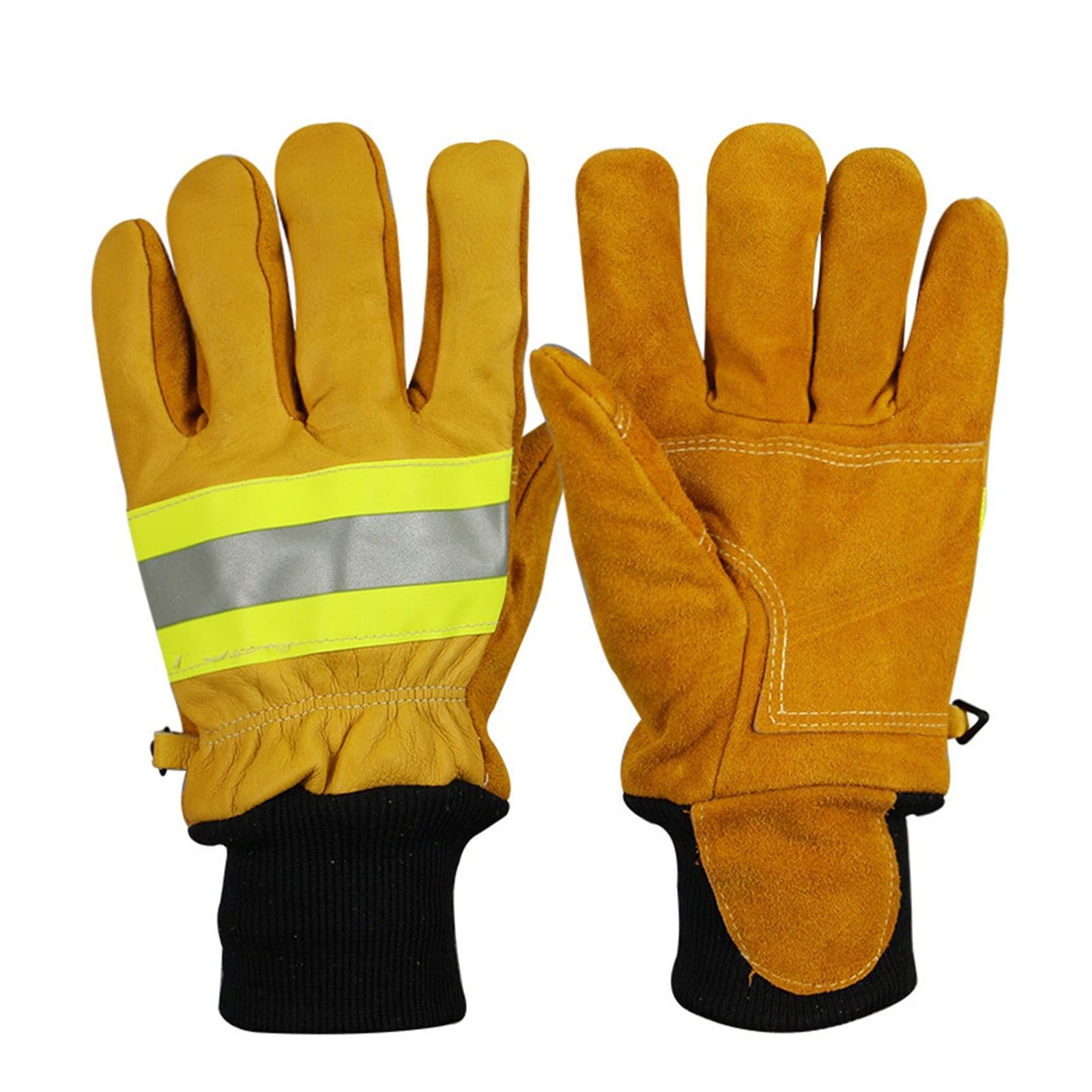 Cow Leather Fire Gloves Heat Resistant Radiant Work Protection ...