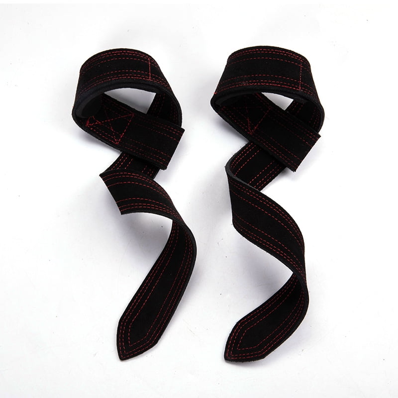 Cow Leather Lifting Straps with for Grip Support Deadlift Bodybuilding ...